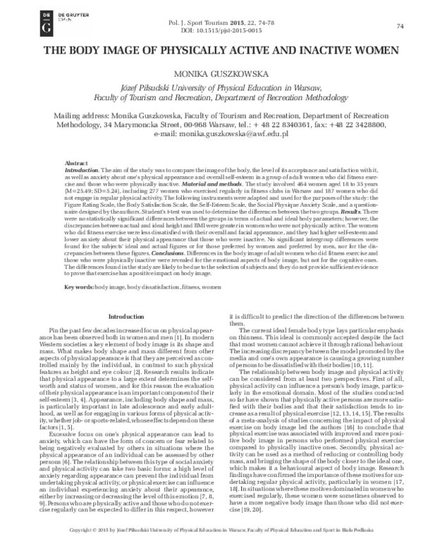 (PDF) The Body Image Of Physically Active And Inactive Women