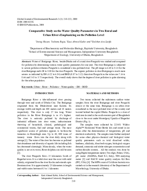(PDF) Comparative study on the water quality parameters in two rural ...