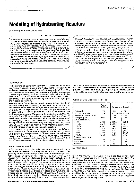 (PDF) Modeling of Hydrotreating Reactors