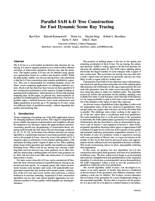 (PDF) Parallel SAH kD Tree construction for fast dynamic scene ray tracing