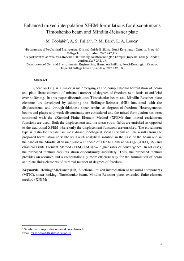 (PDF) Enhanced mixed interpolation XFEM formulations for discontinuous ...