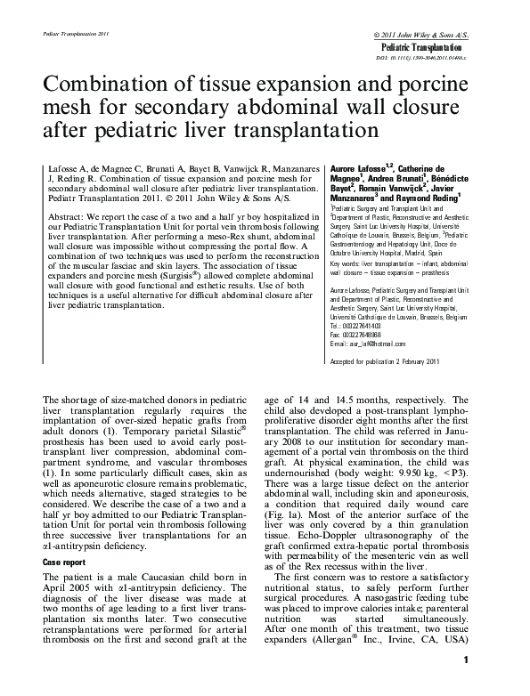 (PDF) Combination of tissue expansion and porcine mesh for secondary ...