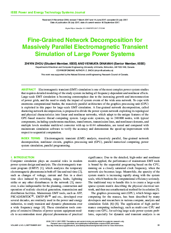 (PDF) Fine-Grained Network Decomposition for Massively Parallel Electromagnetic Transient ...