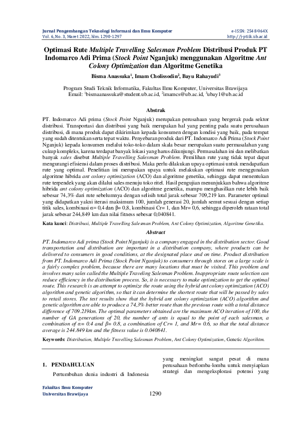 (PDF) Optimasi Rute Multiple Travelling Salesman Problem Distribusi ...