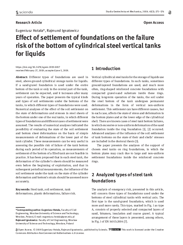(PDF) Effect of settlement of foundations on the failure risk of the ...