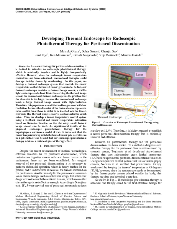 (PDF) Developing Thermal Endoscope for Endoscopic Photothermal Therapy ...