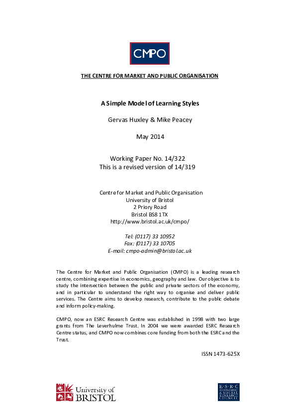 (PDF) A Simple Model of Learning Styles