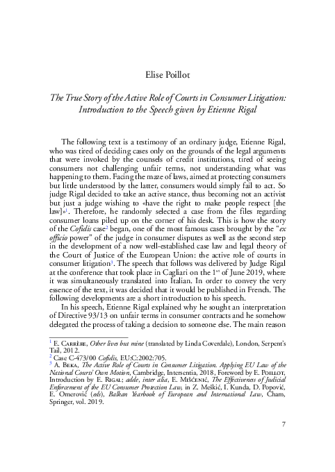 (PDF) The True Story of the Active Role of Courts in Consumer ...