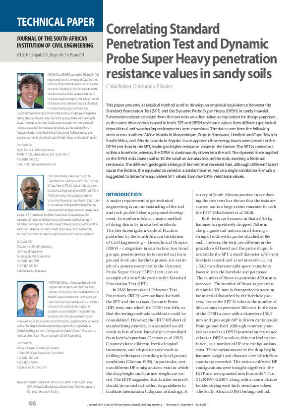 (PDF) Correlating Standard Penetration Test and Dynamic Probe Super ...