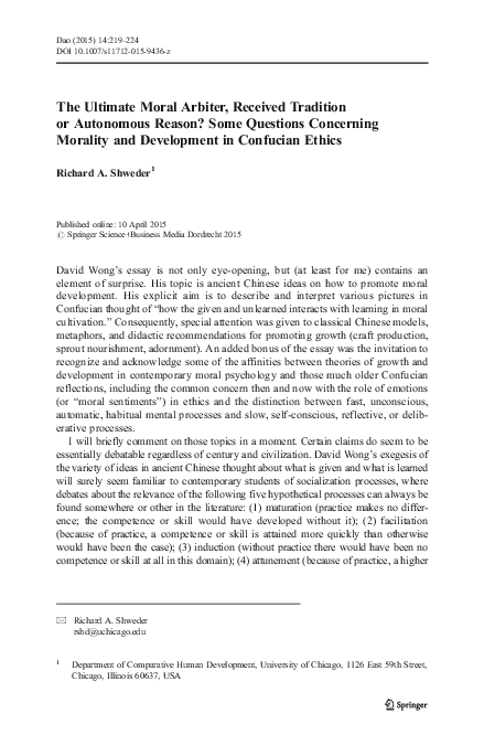 (PDF) The Ultimate Moral Arbiter, Received Tradition or Autonomous ...