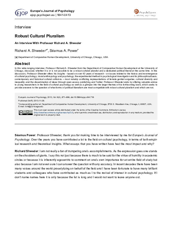 (PDF) Robust Cultural Pluralism: An Interview With Professor Richard A ...