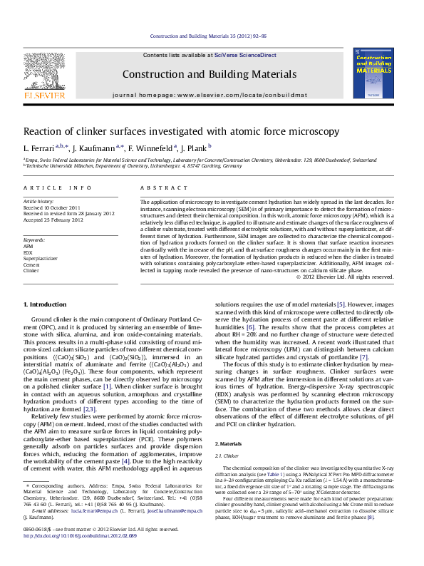 (PDF) Reaction of clinker surfaces investigated with atomic force ...