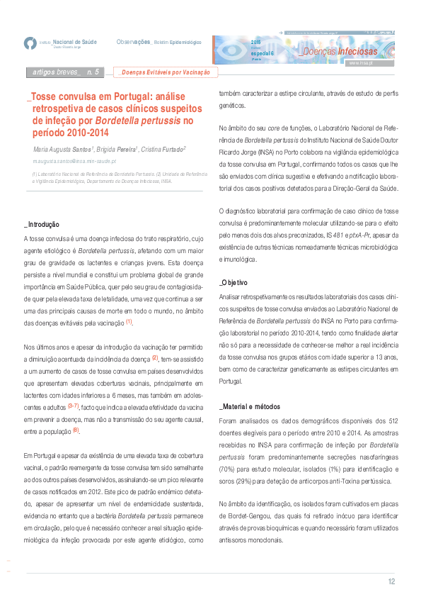 (PDF) Tosse convulsa em Portugal: análise retrospetiva de casos ...