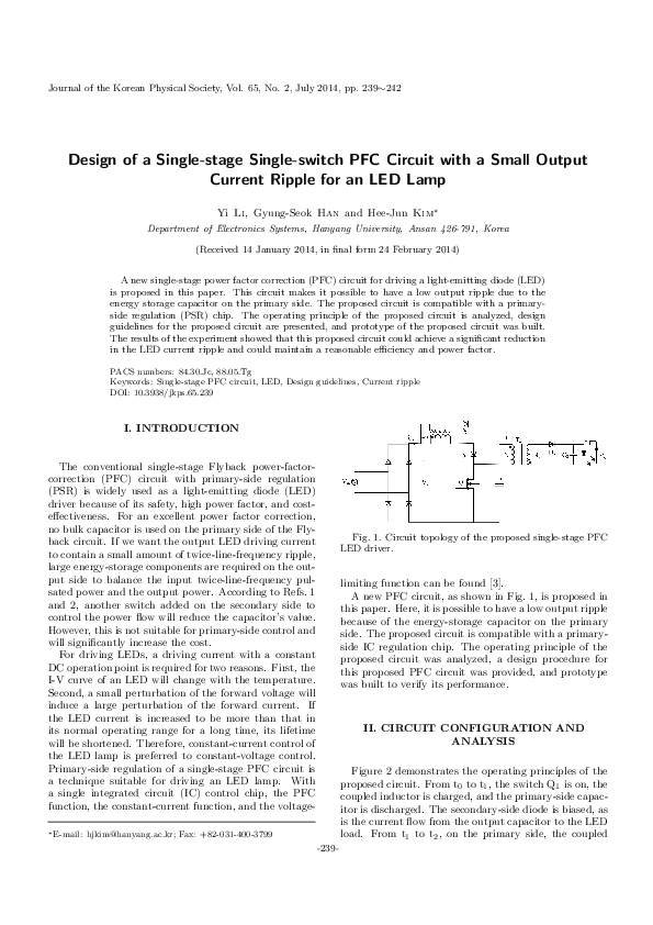 (PDF) Design of a single-stage single-switch PFC circuit with a small output current ripple for ...