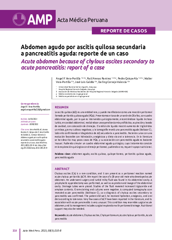 (PDF) Abdomen agudo por ascitis quilosa secundaria a pancreatitis aguda ...