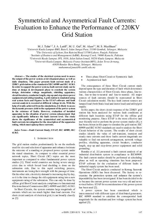 Pdf Symmetrical And Asymmetrical Fault Currents Evaluation To Enhance The Performance Of
