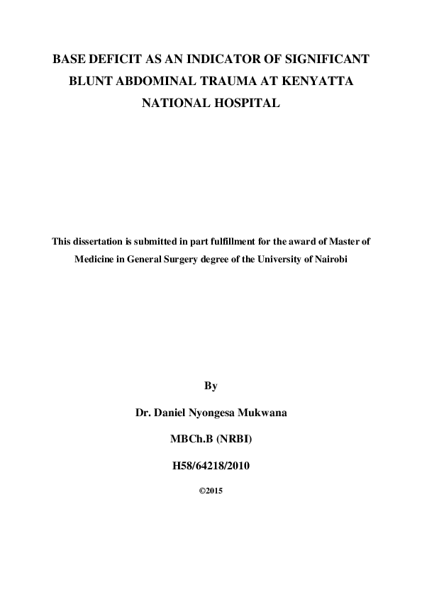 (PDF) Base Deficit as an Indicator of Significant Blunt Abdominal Trauma