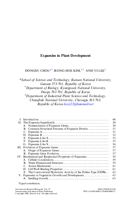 (PDF) Expansins in Plant Development