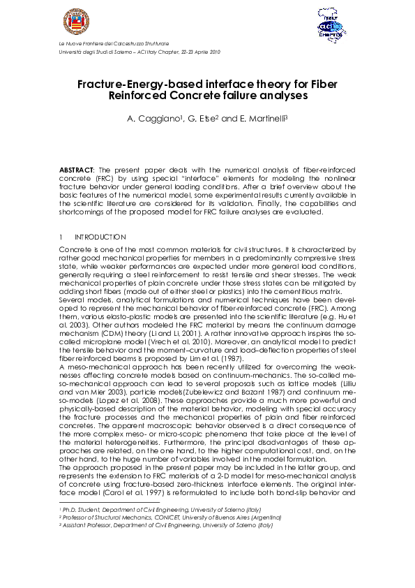(PDF) Fracture-Energy-based interface theory for Fiber Reinforced ...