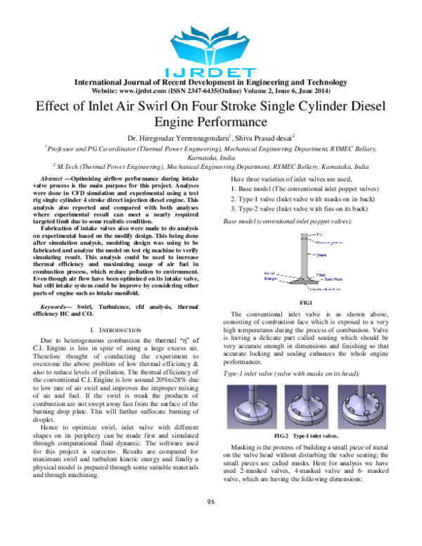 (PDF) Effect of Inlet Air Swirl On Four Stroke Single Cylinder Diesel ...