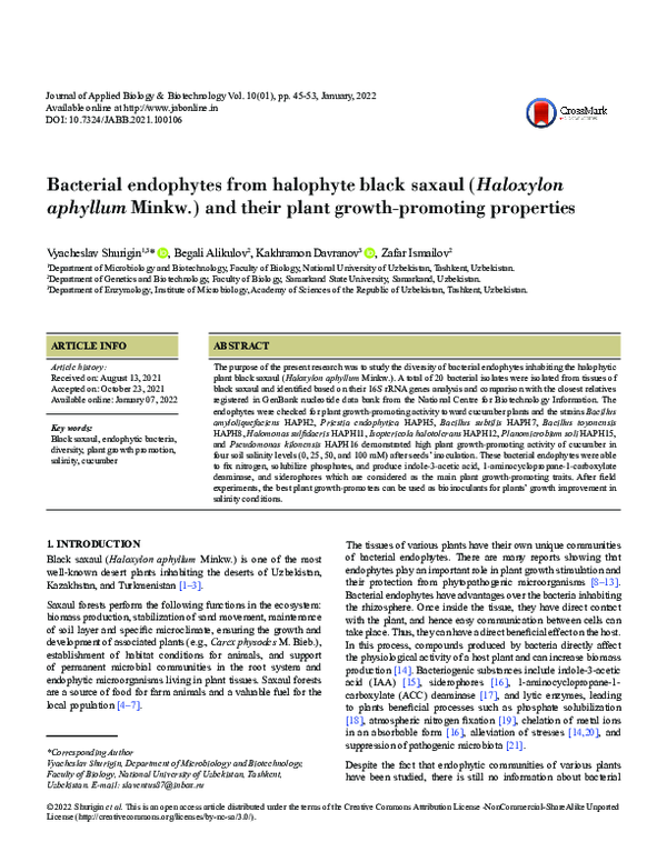 (PDF) Bacterial endophytes from halophyte black saxaul (Haloxylon ...