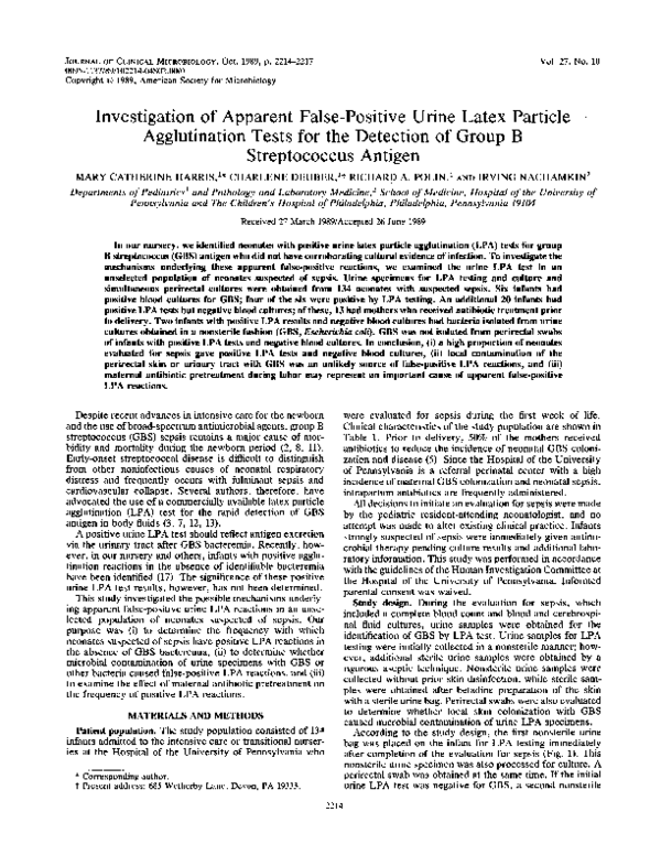 (PDF) Investigation of apparent false-positive urine latex particle ...