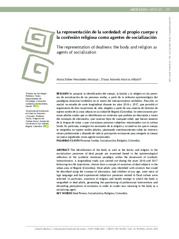 (PDF) La representación de la sordedad: el propio cuerpo y la confesión ...