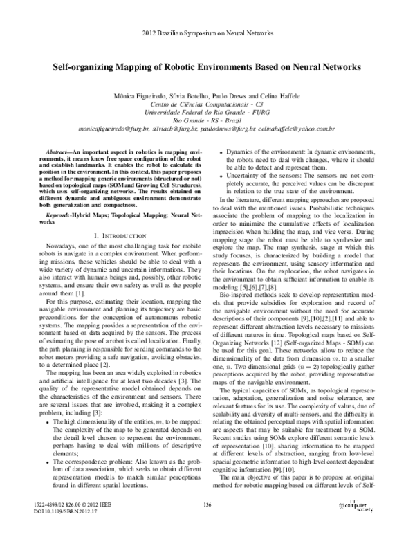 Pdf Self Organizing Mapping Of Robotic Environments Based On Neural Networks