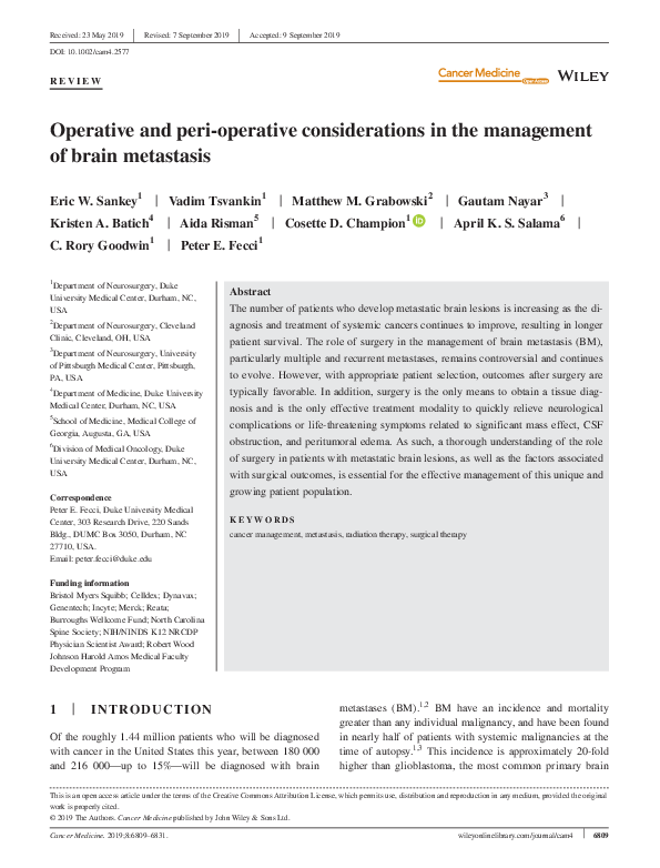 (PDF) Operative and peri‐operative considerations in the management of ...