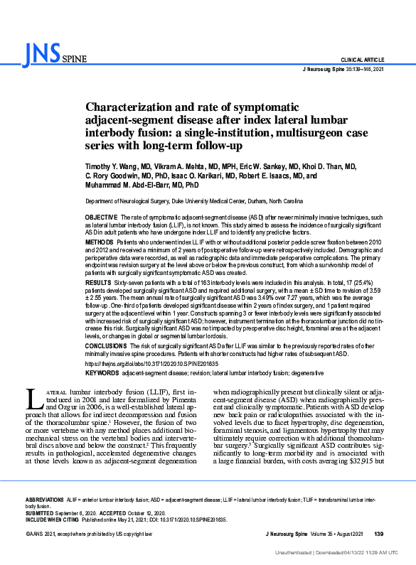 (PDF) Monoradiculopathy and secondary segmental instability caused by ...