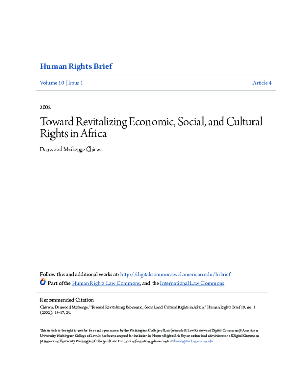 (PDF) The Protection of Economic, Social and Cultural Rights in Africa