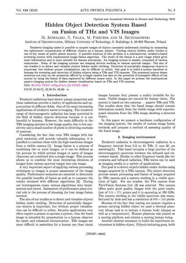 (PDF) Hidden Object Detection System Based on Fusion of THz and VIS Images