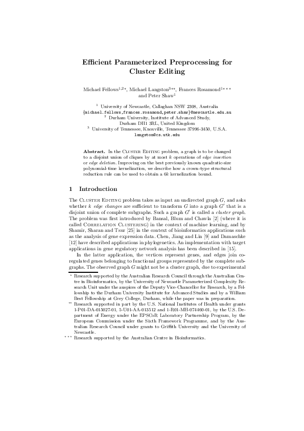 Pdf 6k Kernelization In Cluster Editing Problems 