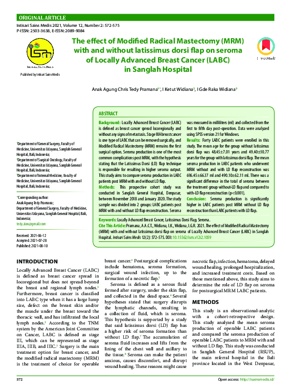 (PDF) The effect of Modified Radical Mastectomy (MRM) with and without ...