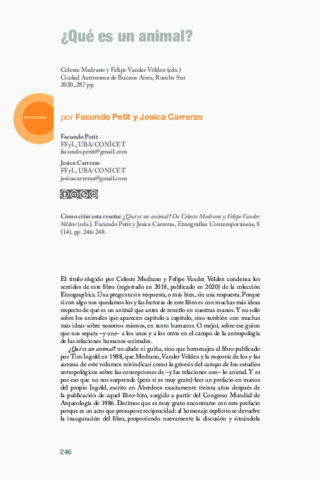 (PDF) 2022 - RESEÑA - ¿Qué es un animal?, editado por Celeste Medrano y ...