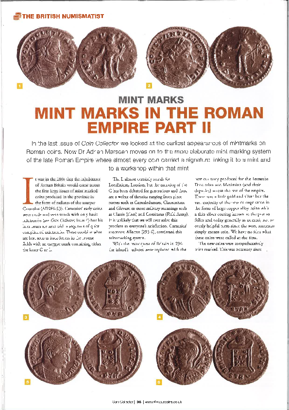 (PDF) MINT MARKS IN THE ROMAN EMPIRE PART II