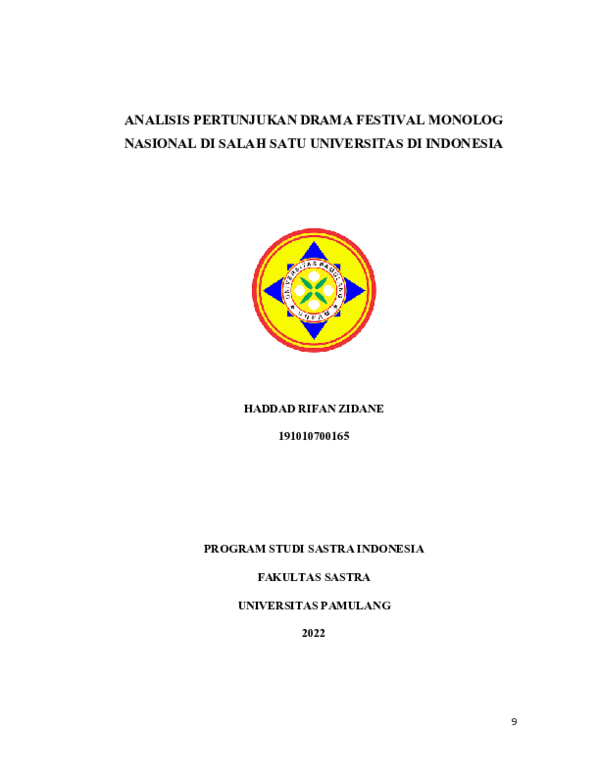 (DOC) ANALISIS PERTUNJUKAN DRAMA FESTIVAL MONOLOG NASIONAL DI SALAH ...