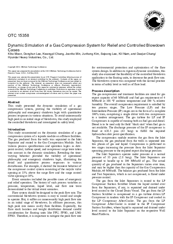 (PDF) Dynamic Simulation of a Gas Compression System for Relief and ...