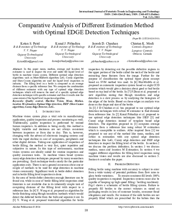 (PDF) Comparative Analysis of Different Estimation Method with Optimal EDGE Detection Techniques