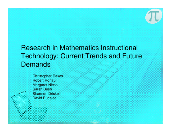 (PDF) Research in Mathematics Instructional Technology: Current Trends ...