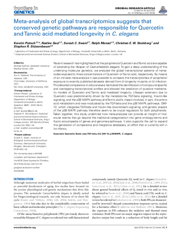 (PDF) Meta-Analysis of Global Transcriptomics Suggests that Conserved ...