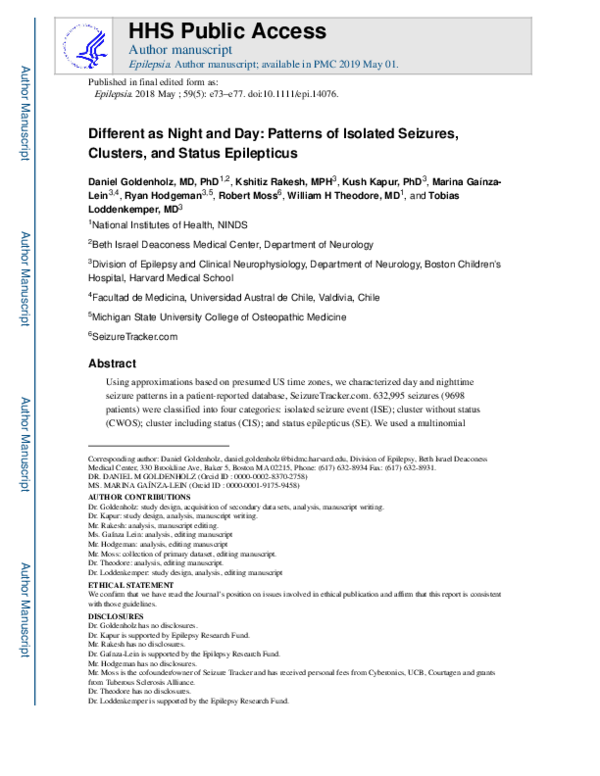 (PDF) Different as night and day: Patterns of isolated seizures ...