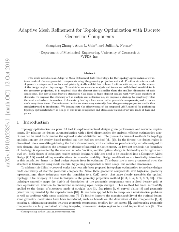 (PDF) Adaptive mesh refinement for topology optimization with discrete geometric components