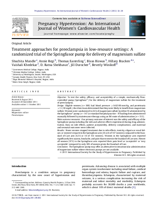 (PDF) Treatment approaches for preeclampsia in low-resource settings: A ...