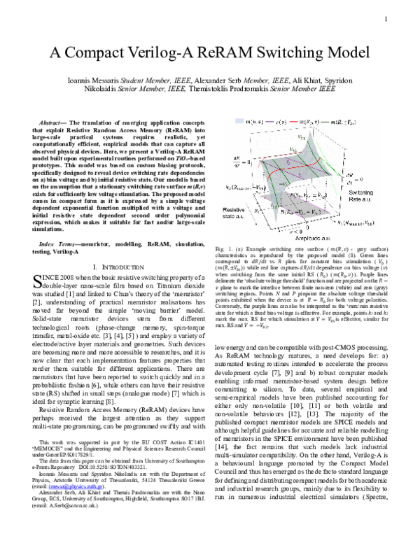 (PDF) A compact Verilog-A ReRAM switching model