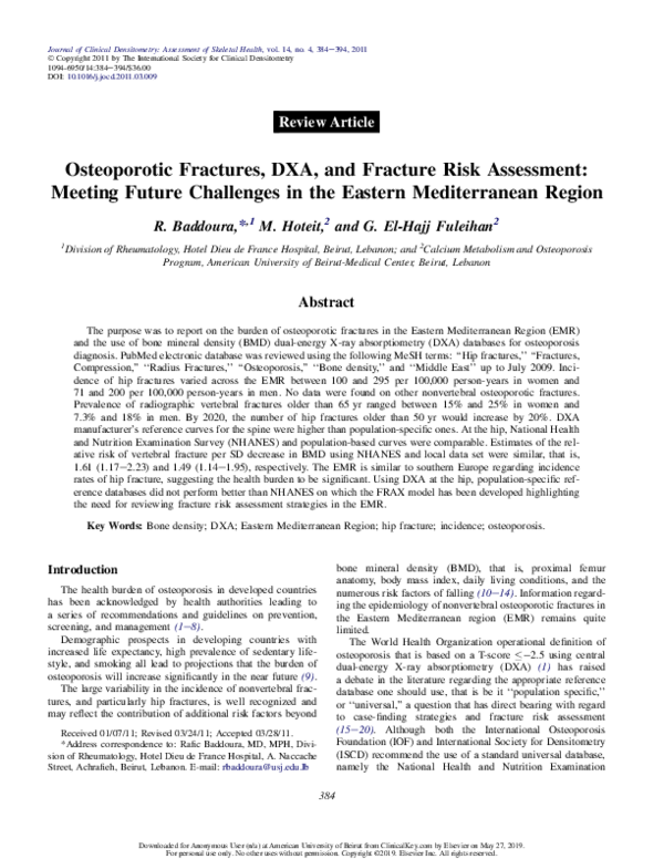 (PDF) Osteoporotic Fractures, DXA, and Fracture Risk Assessment: Meeting Future Challenges in ...