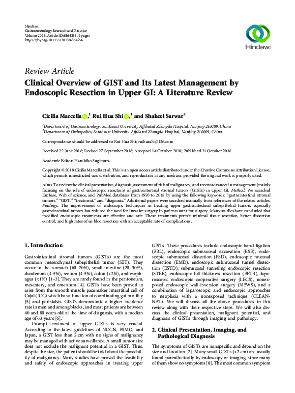 (PDF) Clinical Overview of GIST and Its Latest Management by Endoscopic ...
