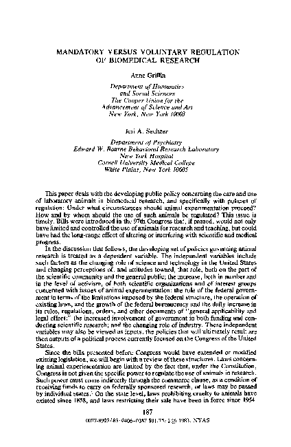 (PDF) Mandatory Versus Voluntary Regulation of Biomedical Research