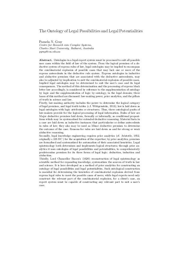 (PDF) The Ontology of Legal Possibilities and Legal Potentialities