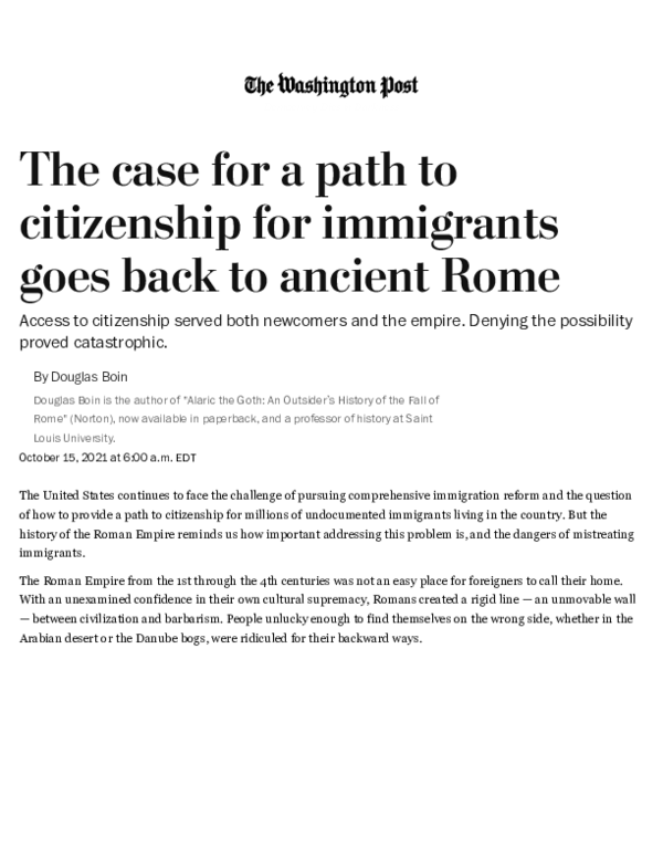 (PDF) The case for a path to citizenship for immigrants goes back to ...